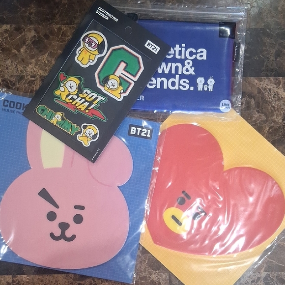Bt21- Linefriends | Other | Bt2 Mouse Pads And Stickers Set Cooky Tata ...